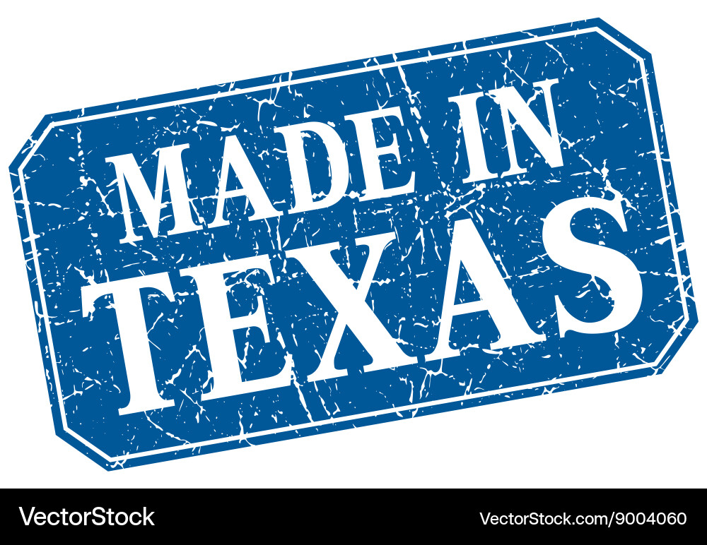 Made in texas blue square grunge stamp Royalty Free Vector