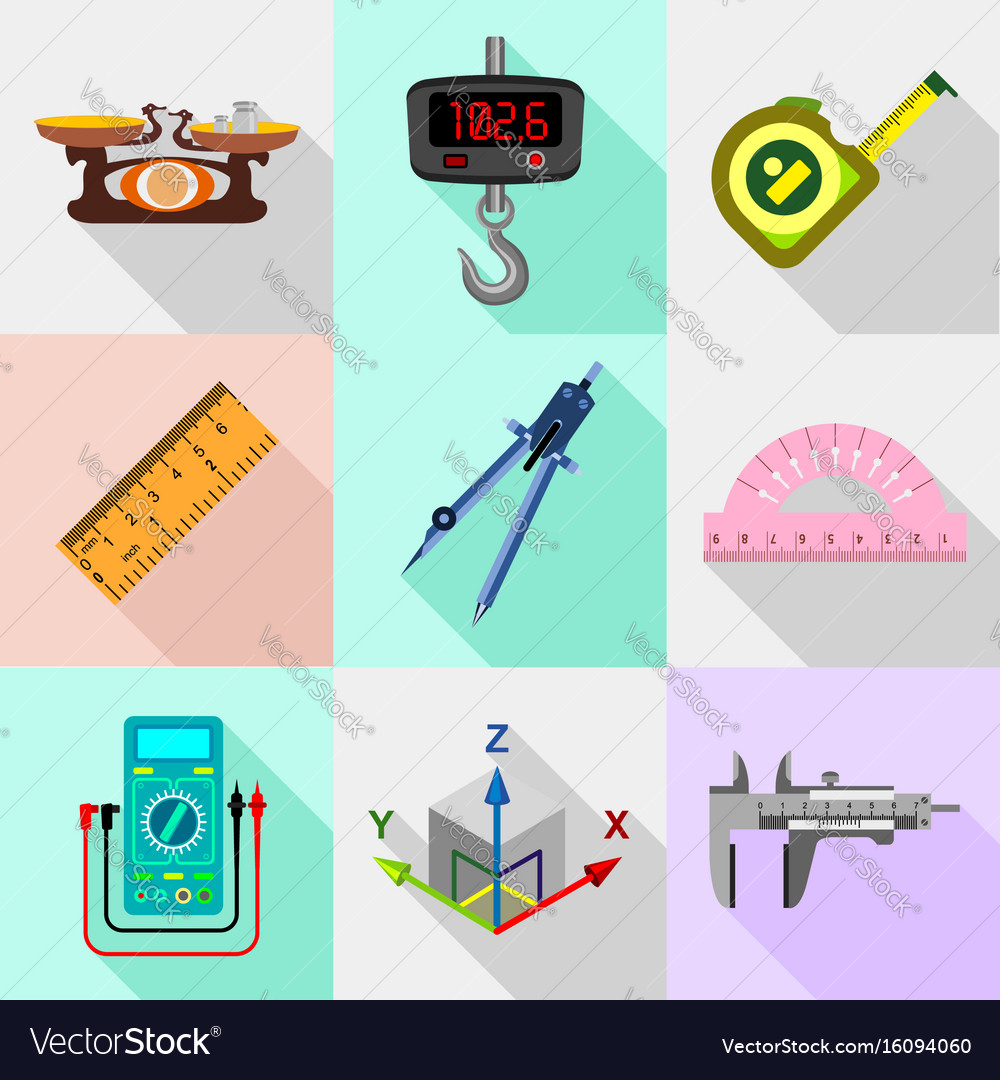 Measure tools icons set flat style Royalty Free Vector Image Measure tools icons set flat style Royalty Free Vector Image