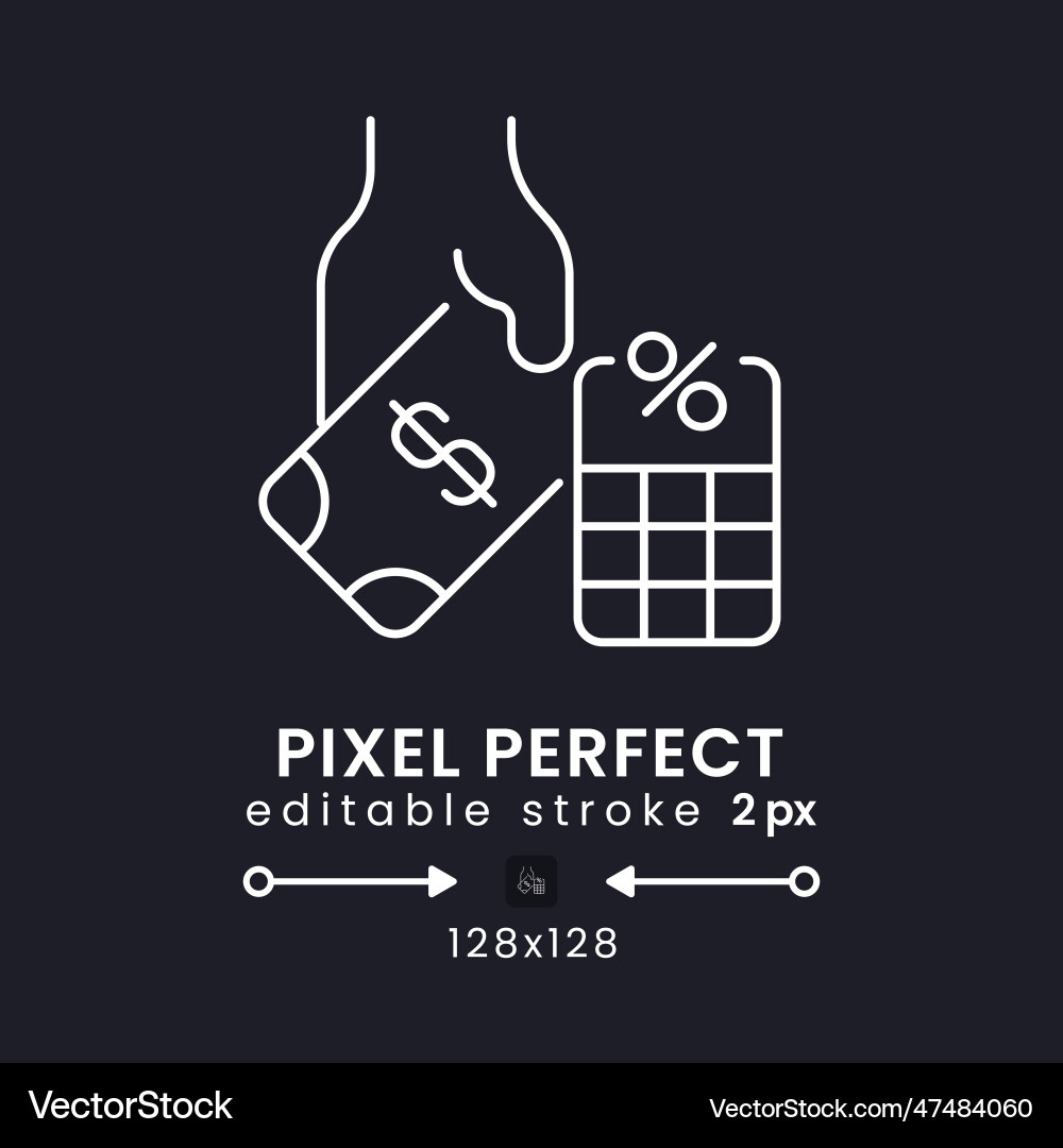 Payroll tax white linear desktop icon on black Vector Image