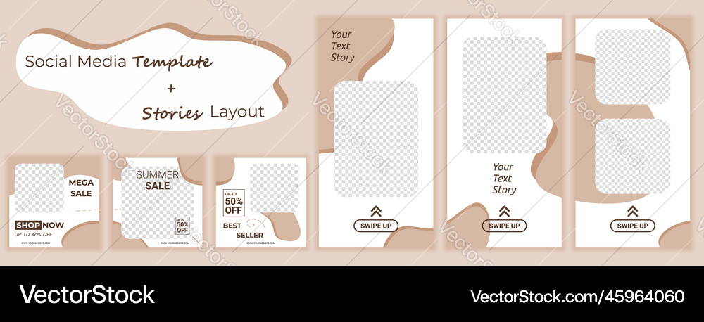 Set of editable square banners template design Vector Image