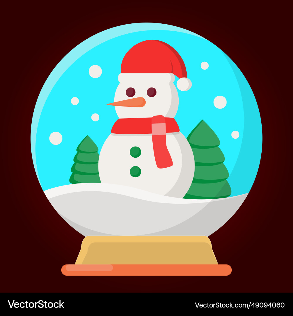 Snow globe with snowman and christmas trees Vector Image