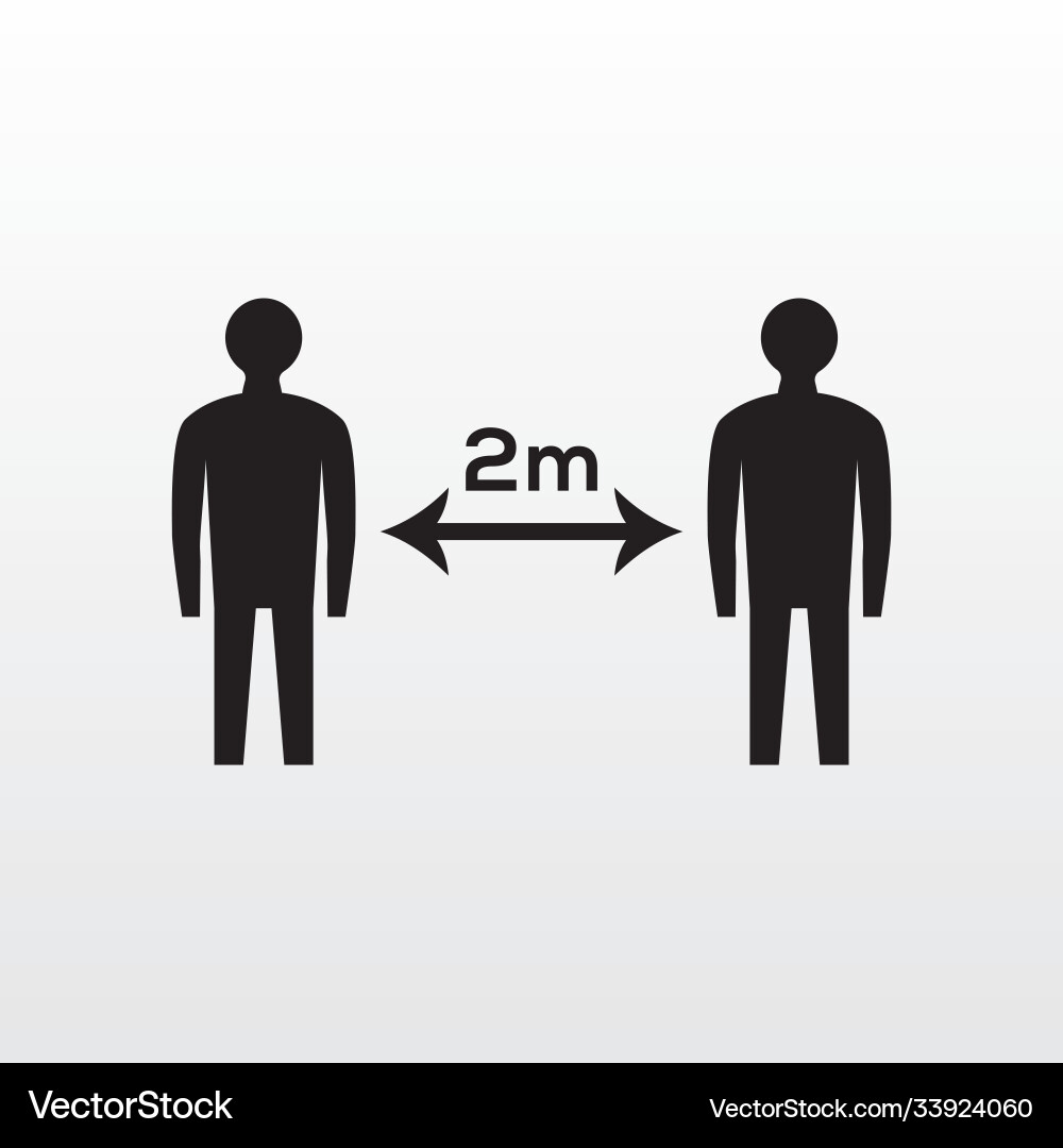 Social distancing icon black and white Royalty Free Vector
