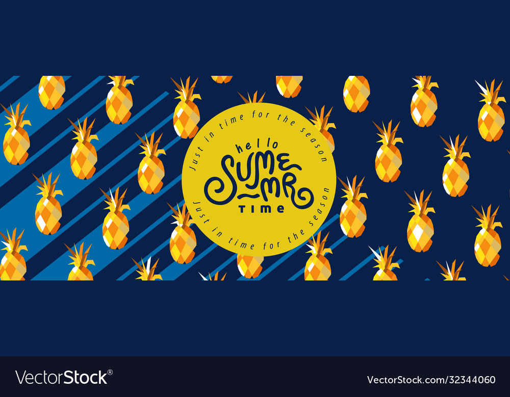 Summer banner design with pattern pineapple retro Vector Image