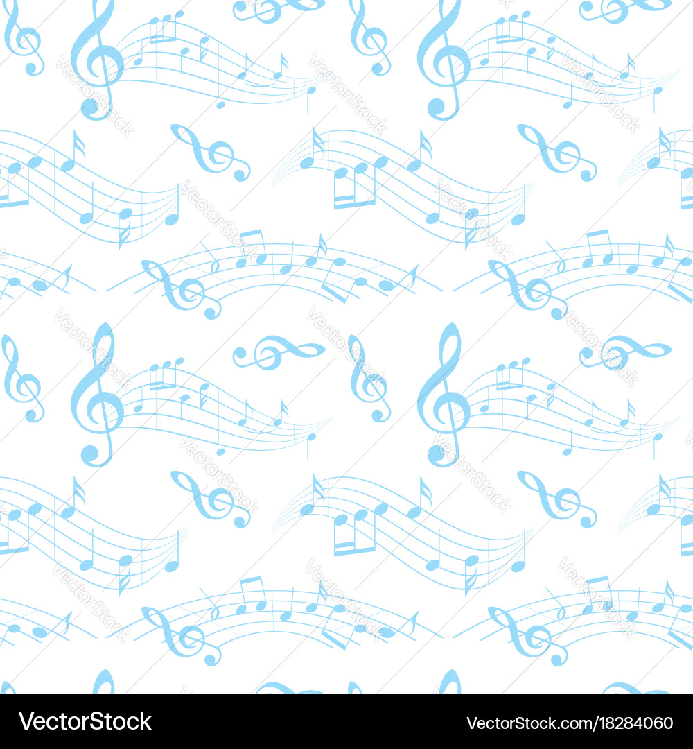 White and blue seamless pattern with wavy music Vector Image