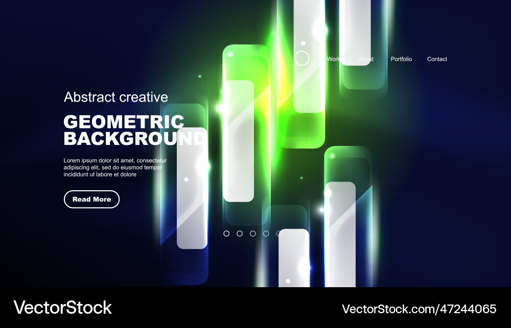 Abstract background landing page glass geometric Vector Image