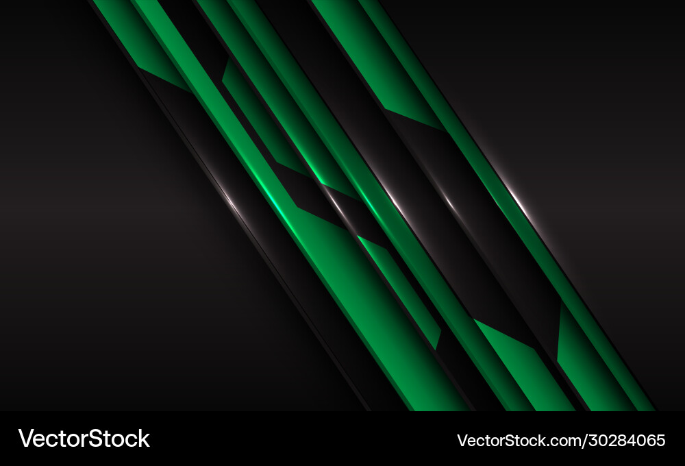 Abstract green metallic circuit line slash black Vector Image