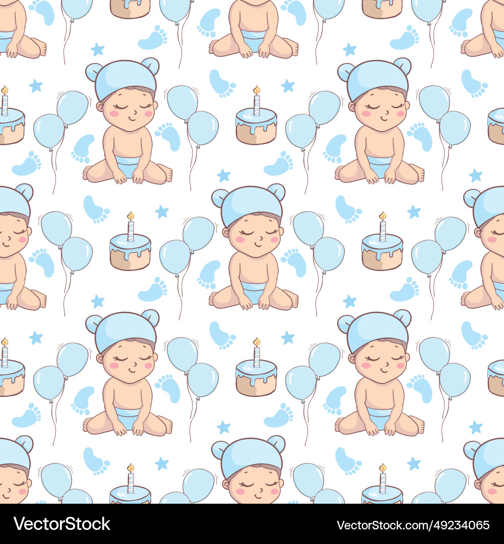 Baby boy pattern seamless backgrounds blue kids Vector Image