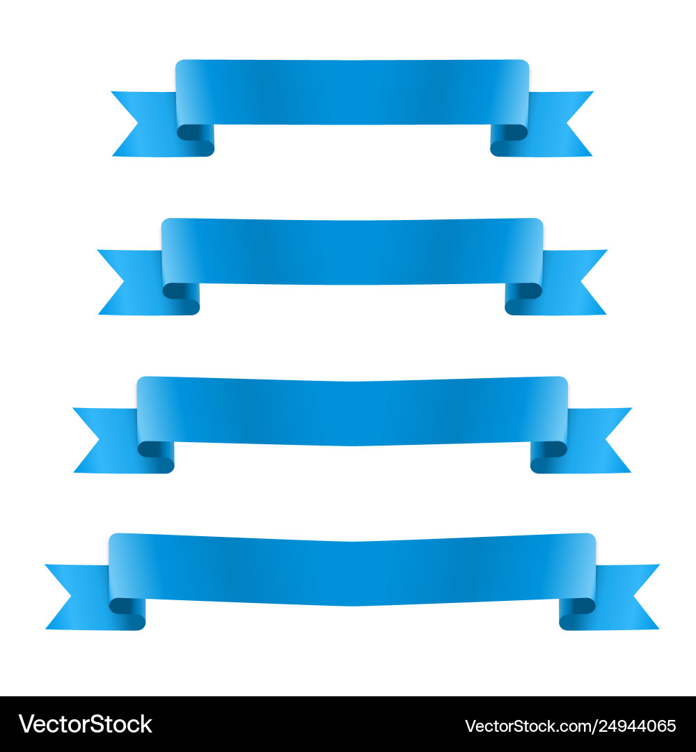 Blue realistic silk ribbon banners set Royalty Free Vector