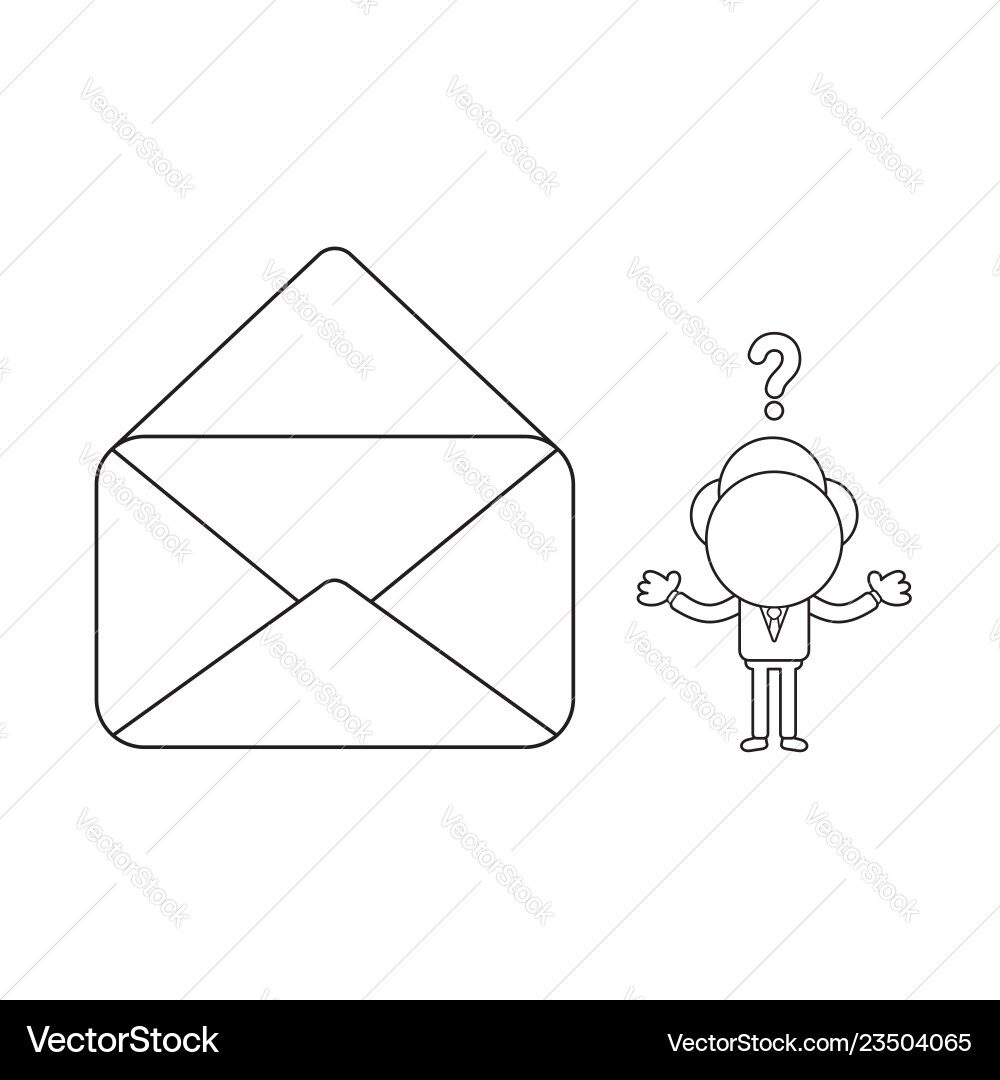 Confused businessman character with opened mail Vector Image