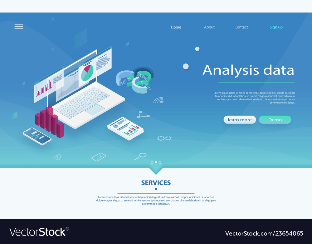 Data analysis server isometric Royalty Free Vector Image