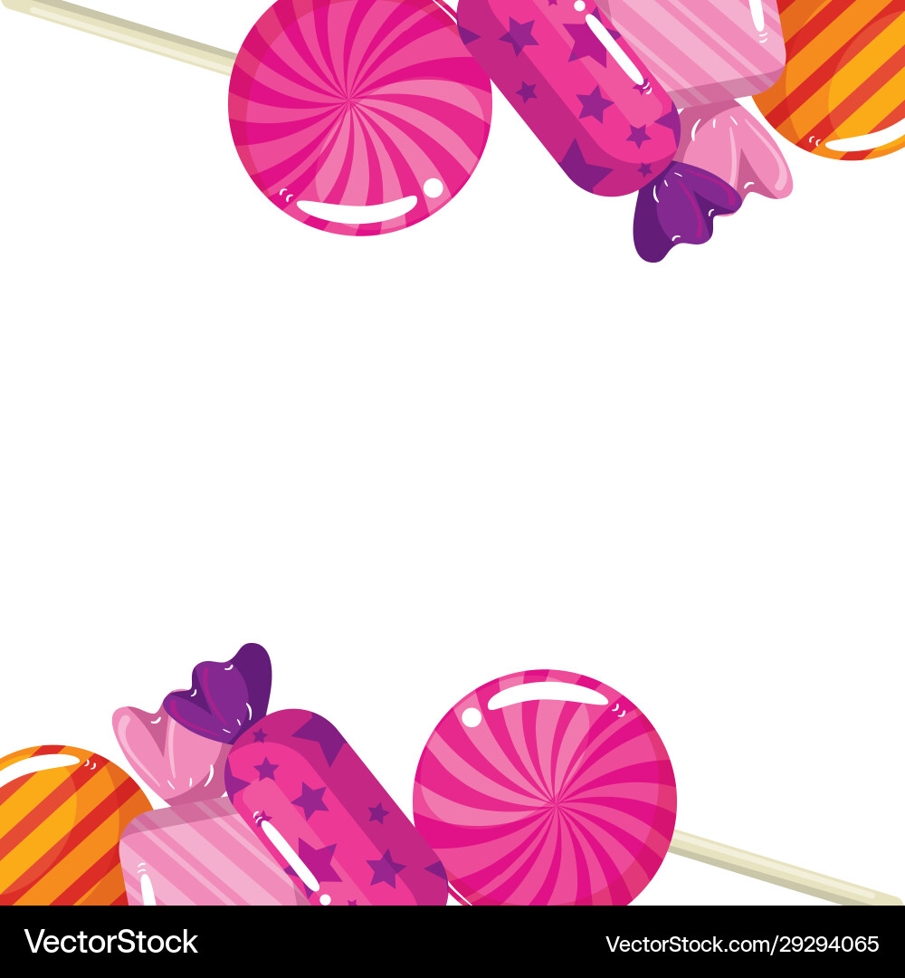 Frame delicious candies decoration Royalty Free Vector Image