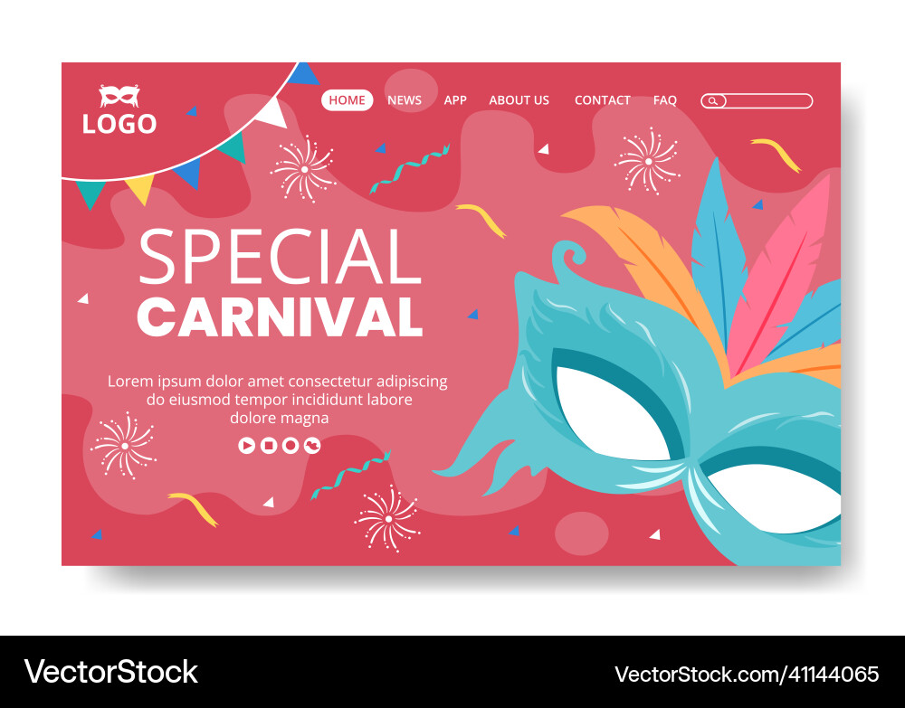 Happy carnival celebration landing page template Vector Image