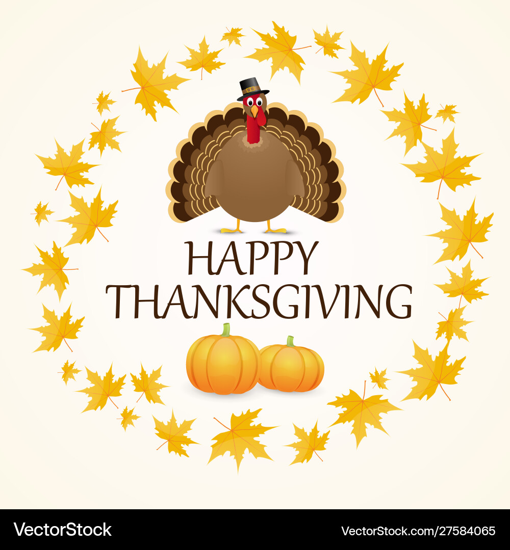 Happy thanksgiving celebration design with turkey Vector Image