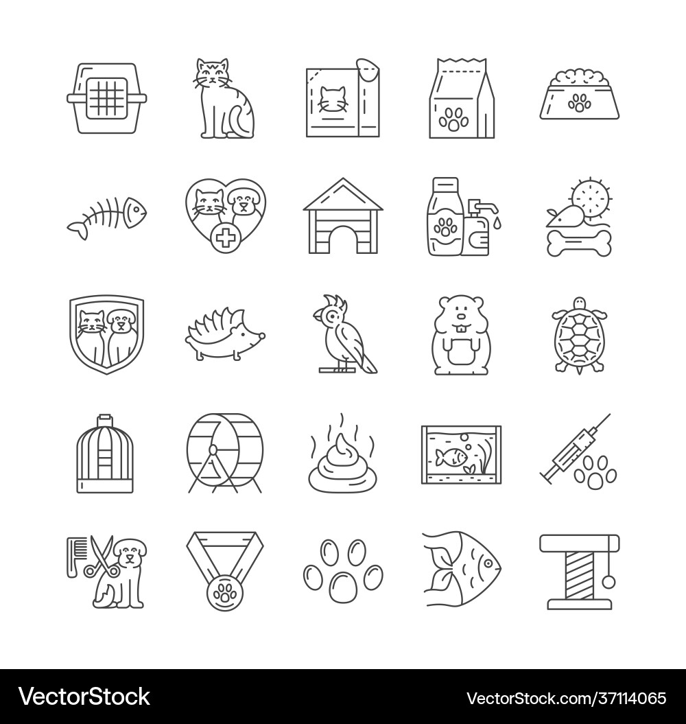Large set black and white line drawn pet Vector Image