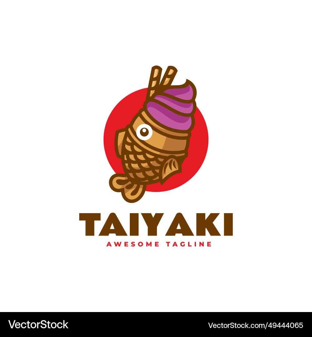 Logo taiyaki simple mascot style Royalty Free Vector Image