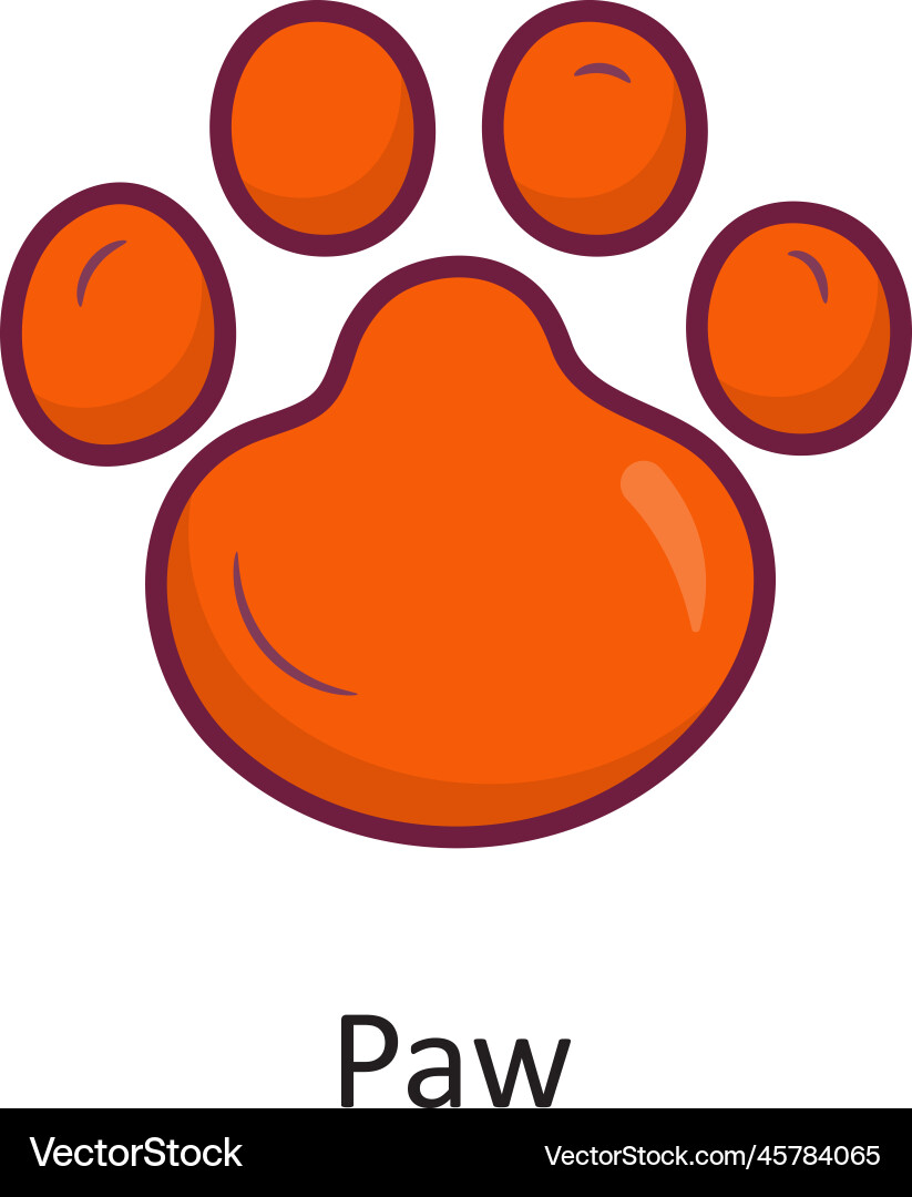 Paw fill outline icon design Royalty Free Vector Image