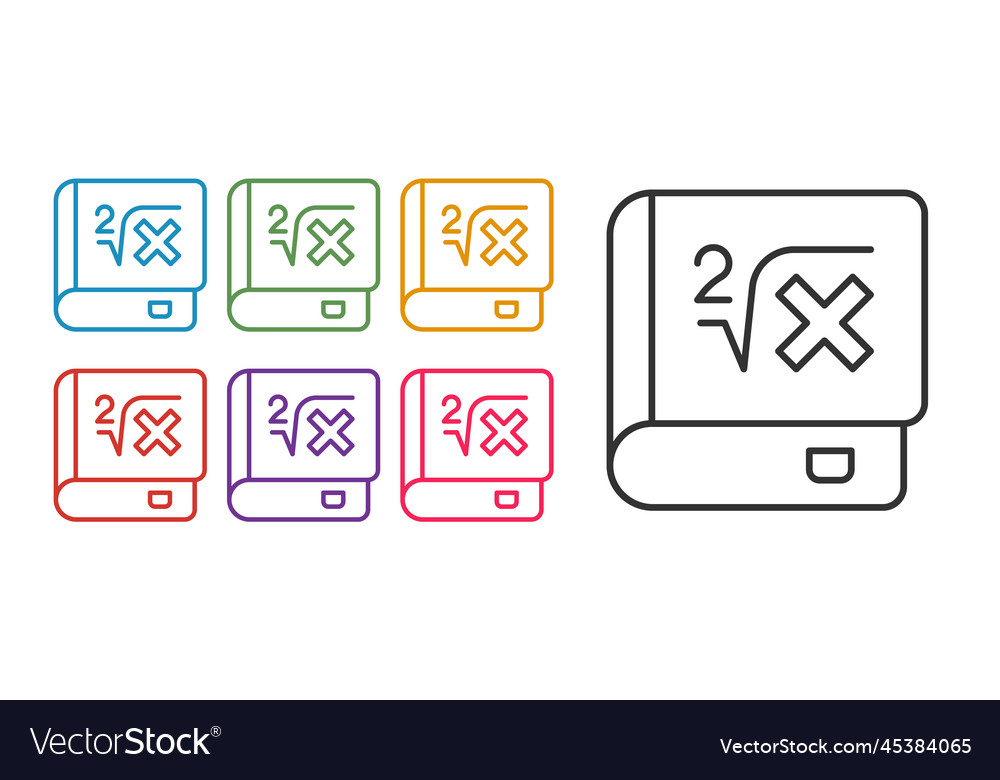 Set Line Book With Word Mathematics Icon Isolated Vector Image