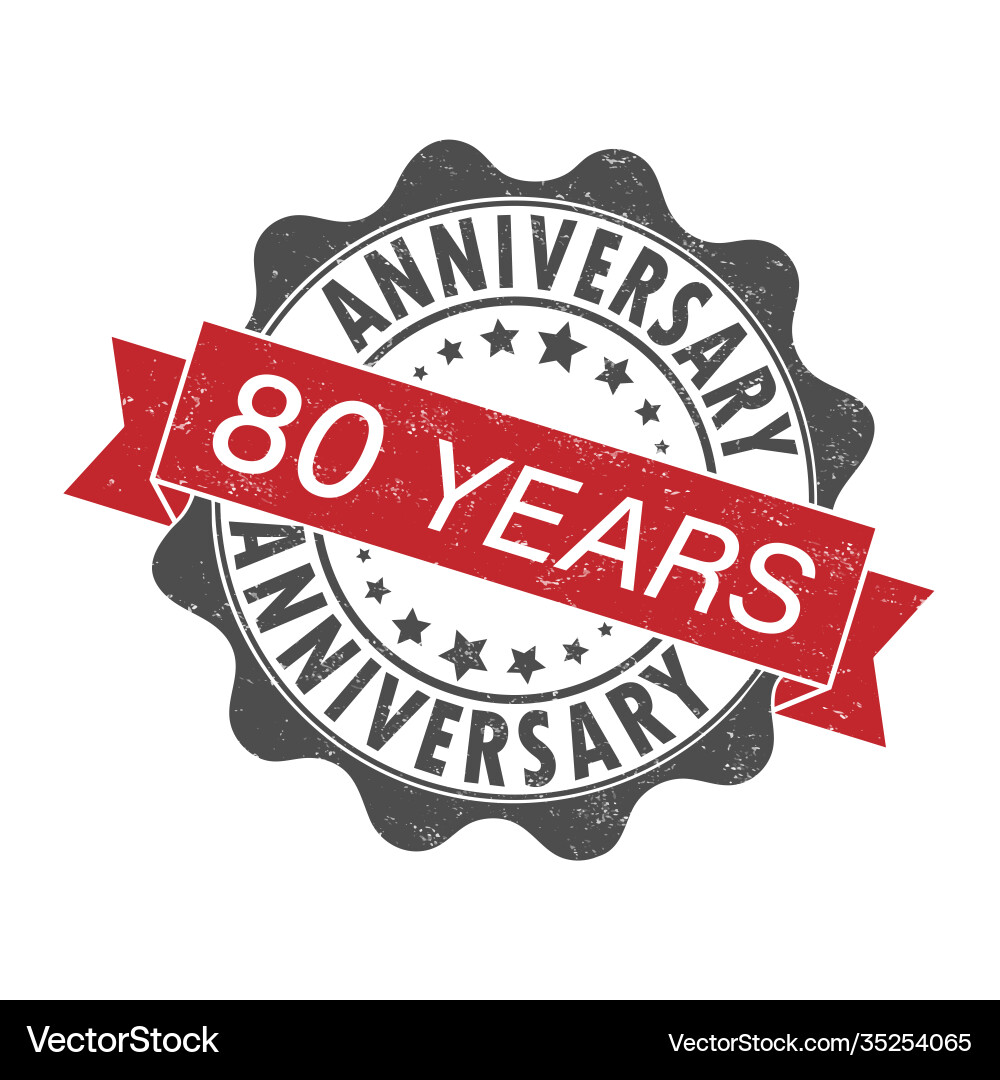 Stamp impression with inscription 80 years Vector Image