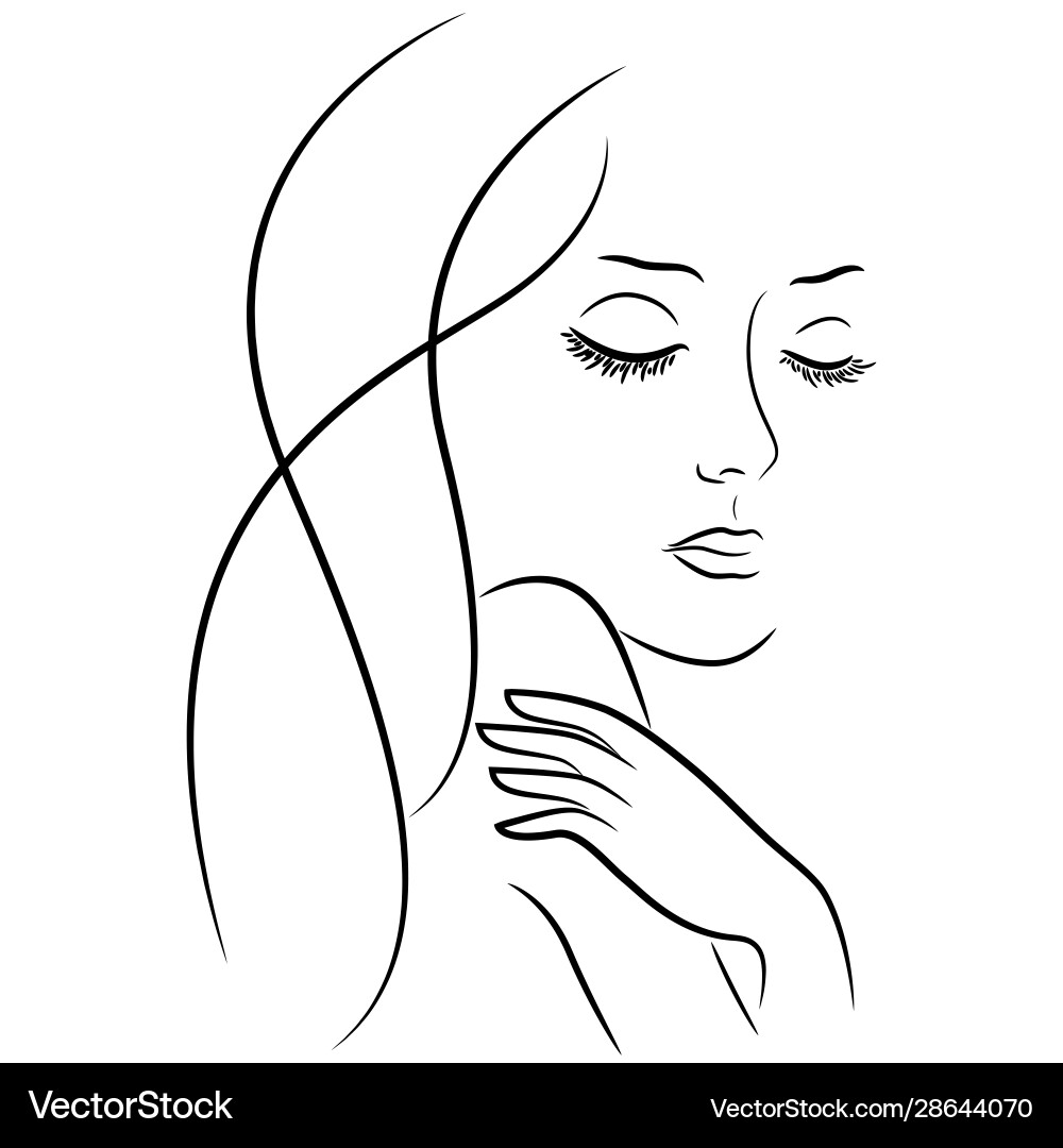 Female face with closed eyes Royalty Free Vector Image