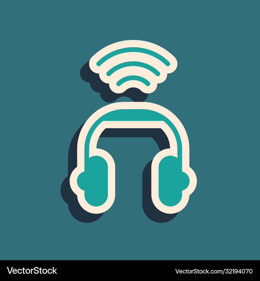 Green smart headphones system icon isolated Vector Image