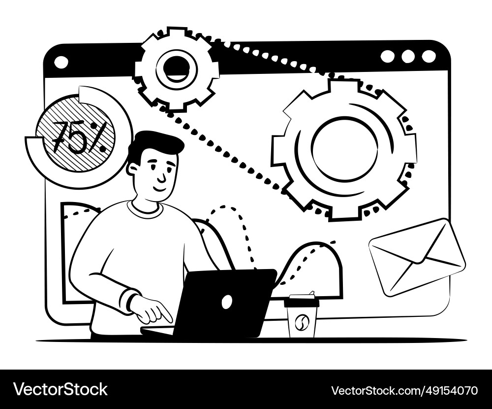 Hand drawn image of a man who testing new Vector Image
