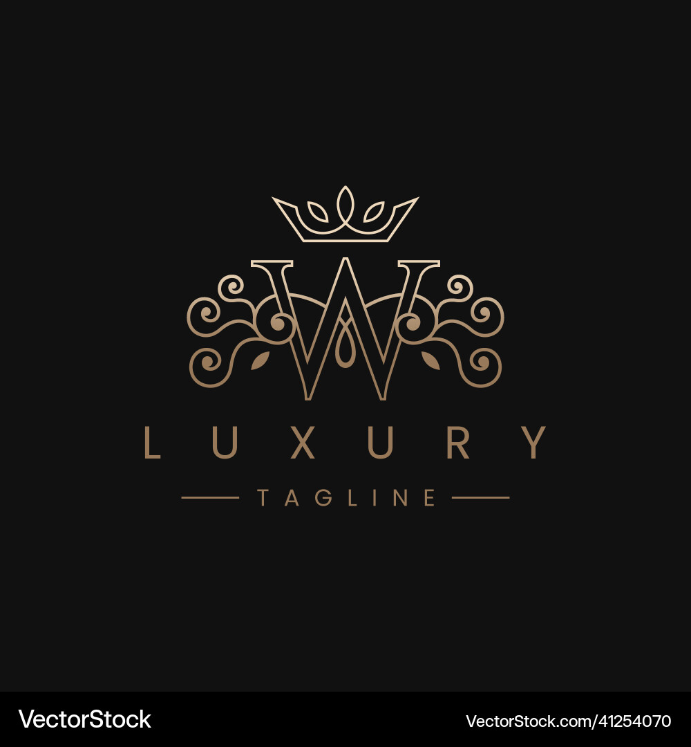 Letter w royal luxury logo design Royalty Free Vector Image