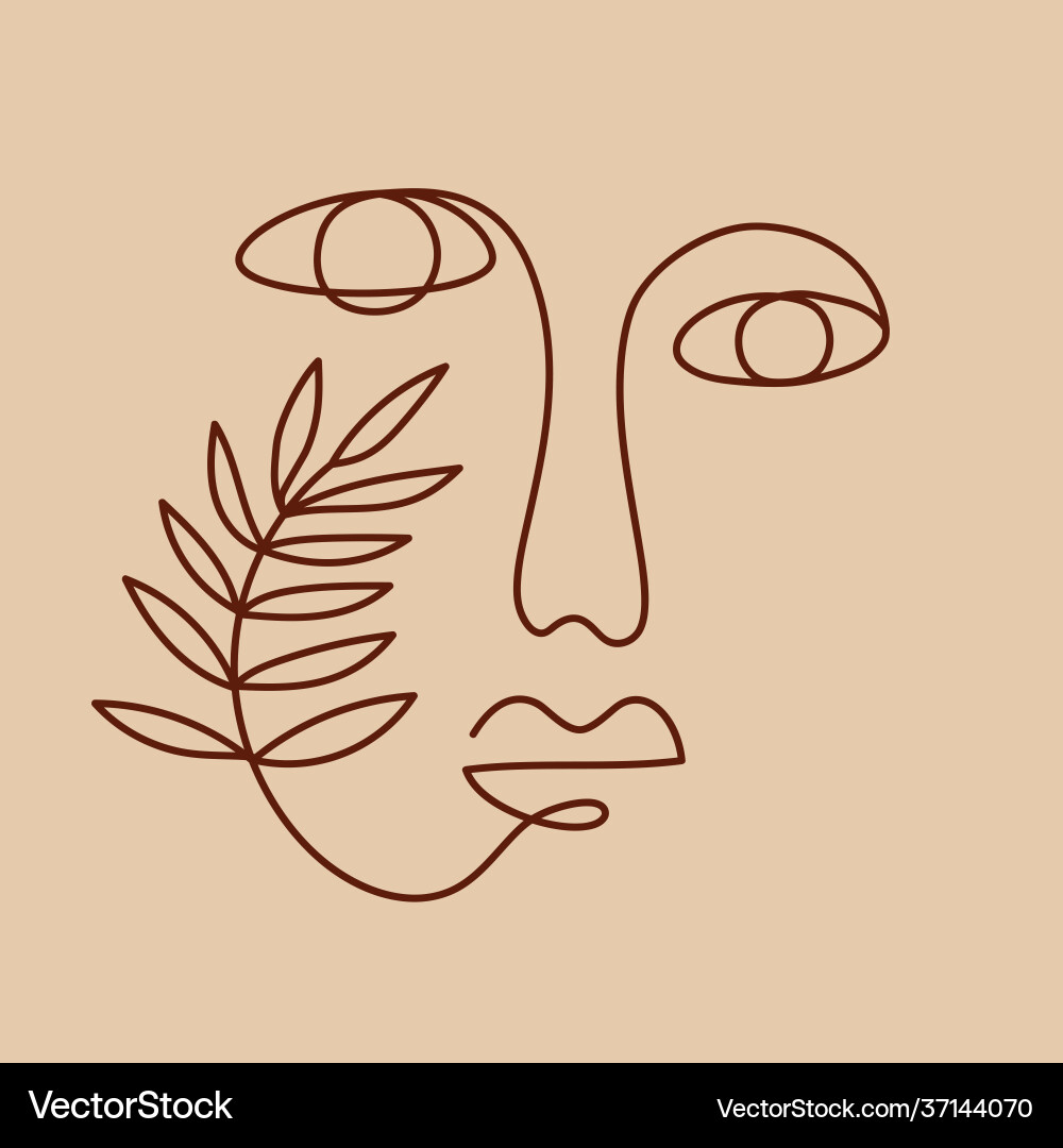 One line drawing women face Royalty Free Vector Image