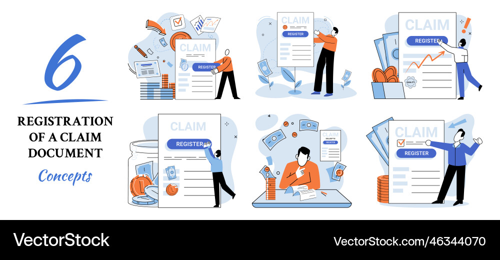 Registration of claim form register document Vector Image