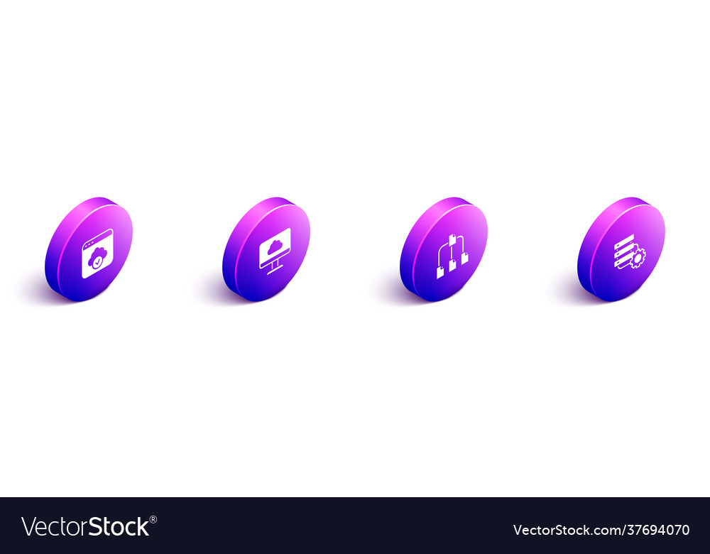 Set isometric cloud technology data transfer Vector Image
