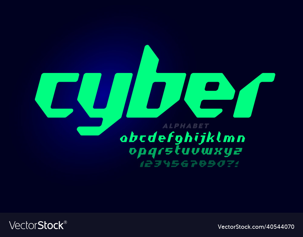 Technological style cyber font alphabet letters Vector Image Technological style cyber font alphabet letters Vector Image