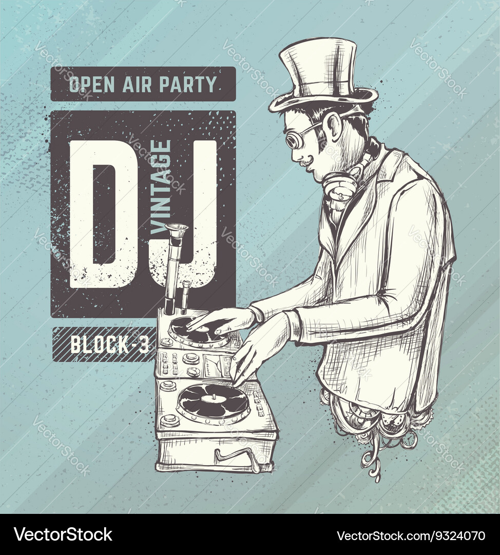 Vintage dj Royalty Free Vector Image - VectorStock