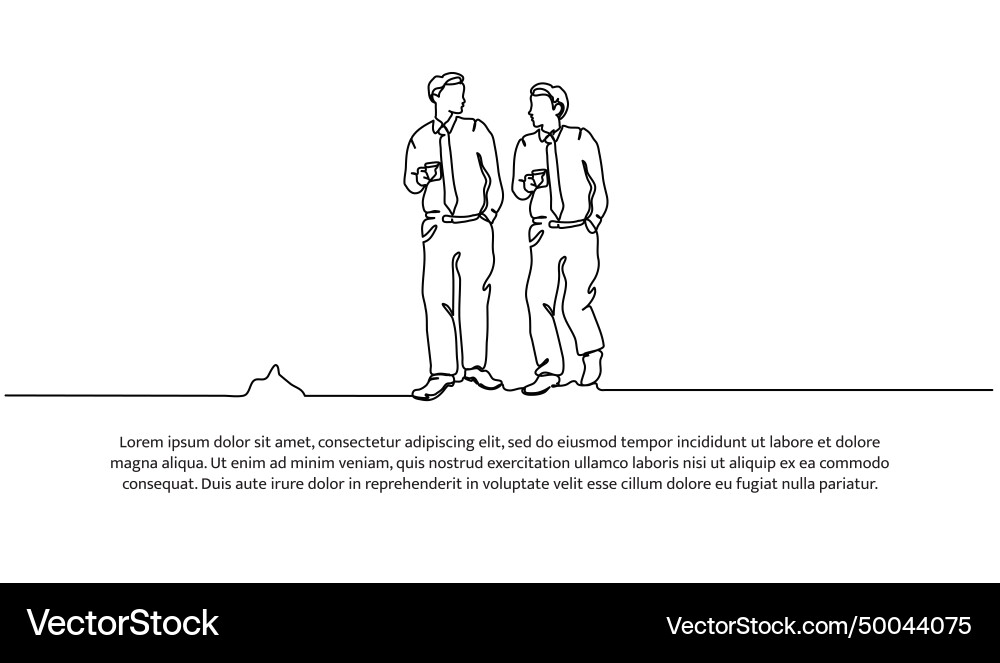 Continuous line design of two young men walking Vector Image