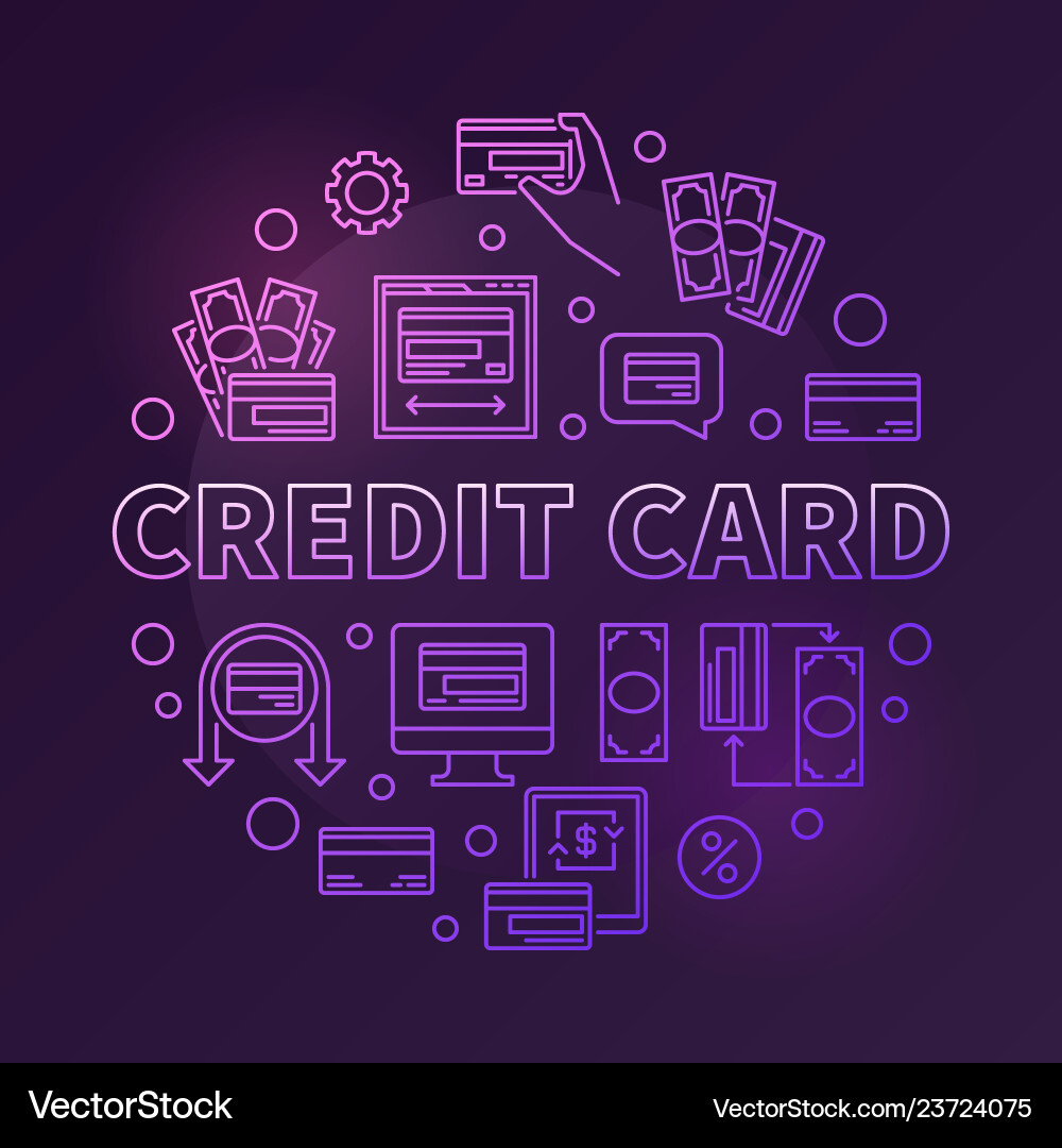 Credit card colored round outline Royalty Free Vector Image