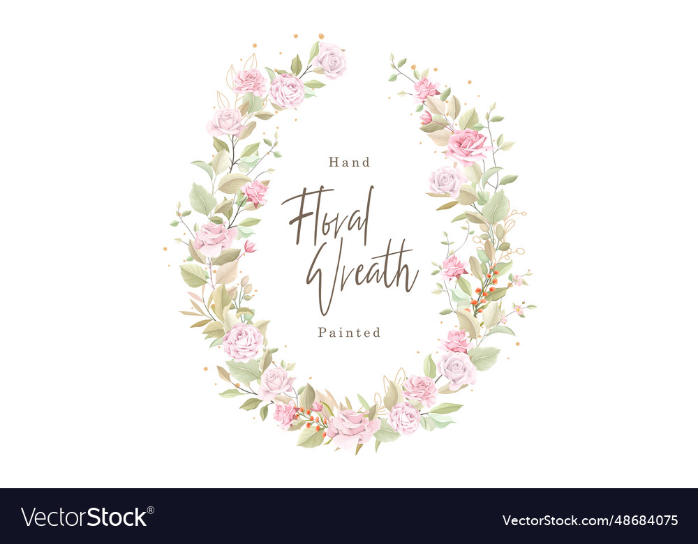 Hand drawn pink roses wreath Royalty Free Vector Image