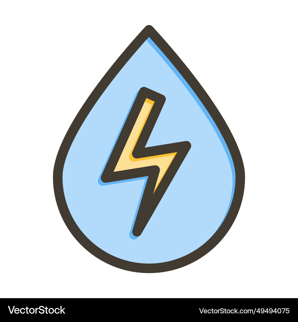 Hydro power thick line filled colors icon Vector Image