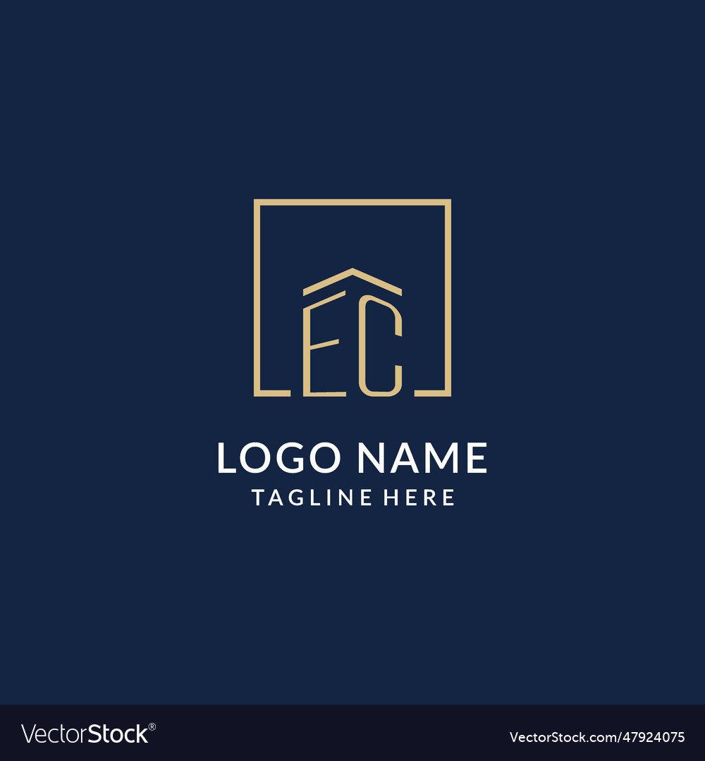 Initial ec square lines logo modern and luxury Vector Image