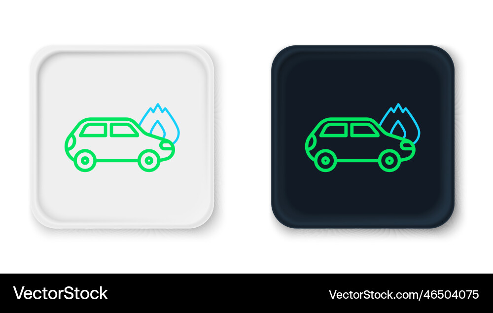 Line burning car icon isolated on white background