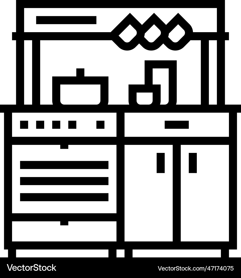 Play kitchen toy child game line icon Royalty Free Vector