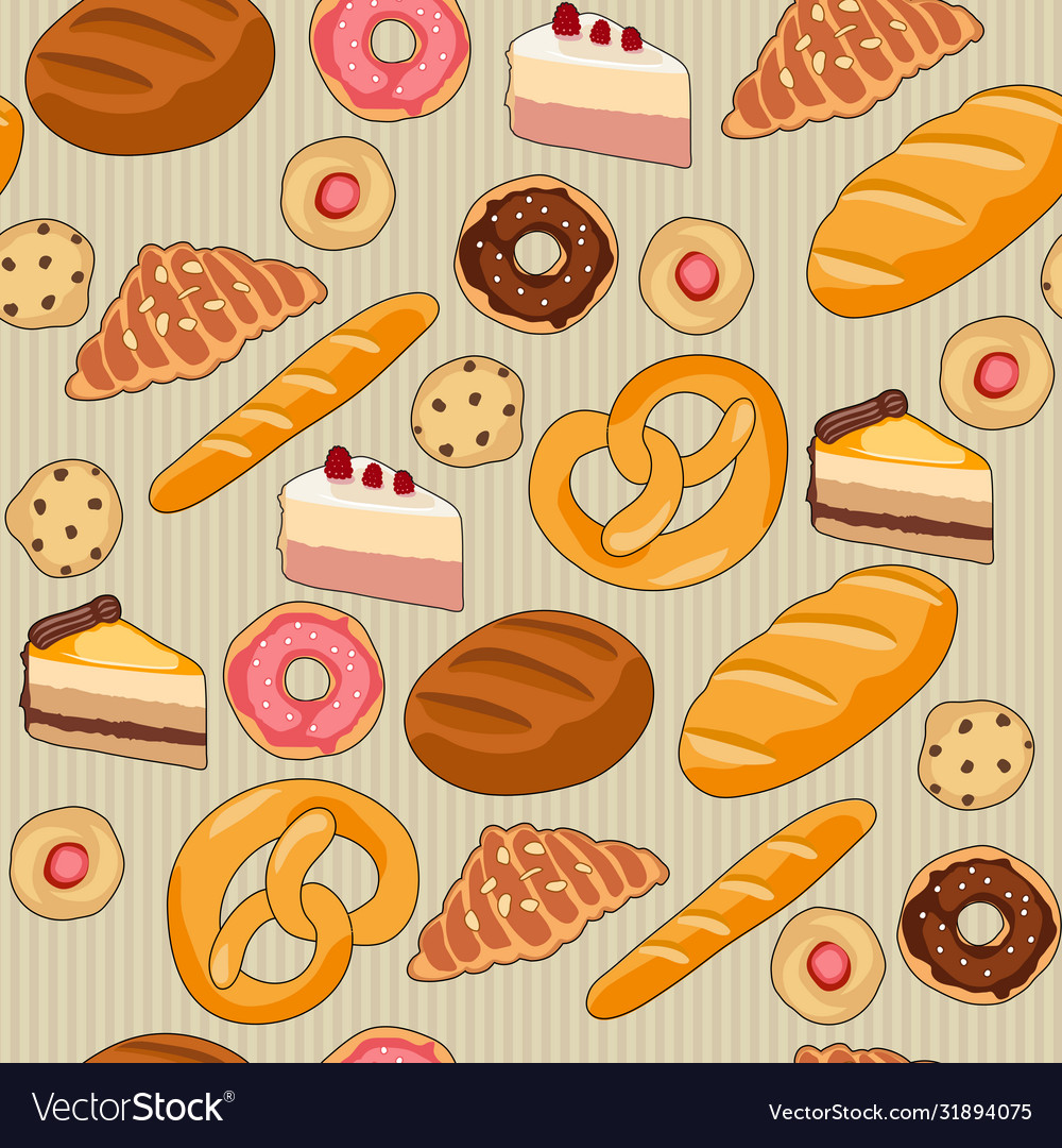 Seamless bakery pattern with hand drawn donuts Vector Image