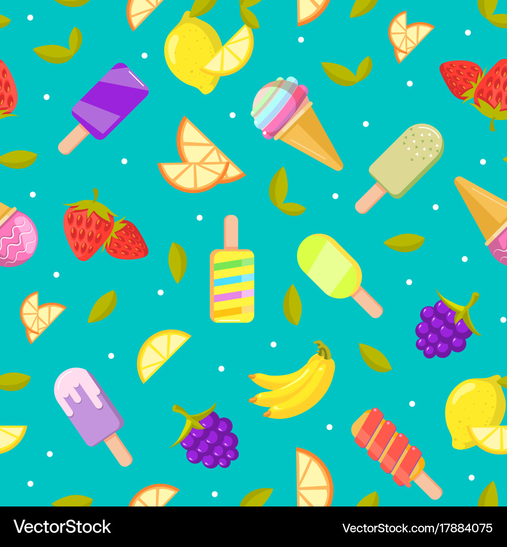 Seamless ice cream pattern colorful cartoon Vector Image