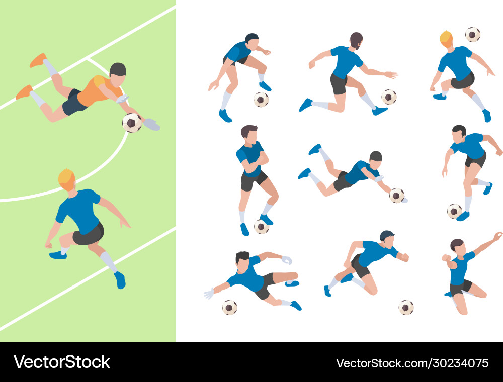 Soccer characters isometric athletics persons Vector Image