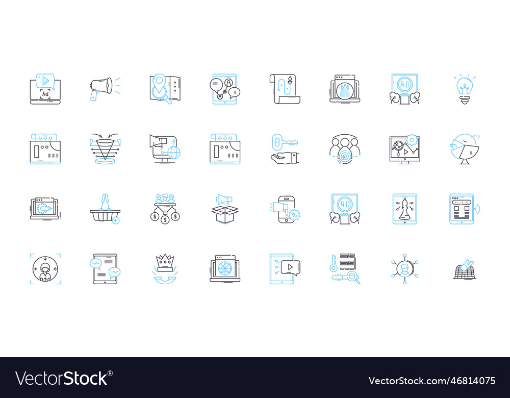 Social creation linear icons set collaboration Vector Image Social creation linear icons set collaboration Vector Image