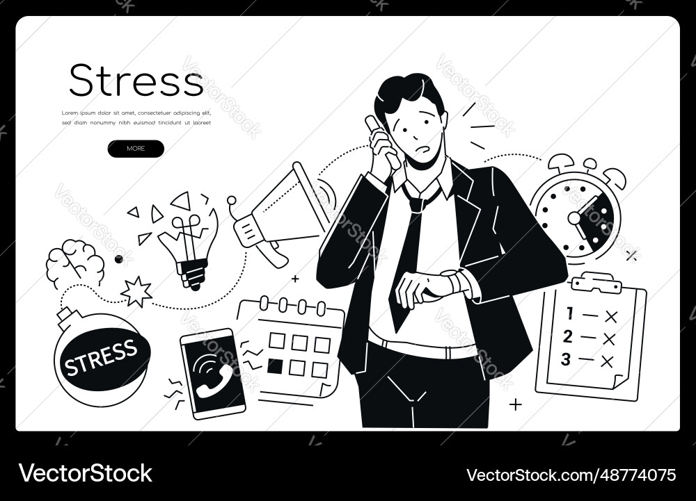 Stress at work - modern line design style banner Vector Image