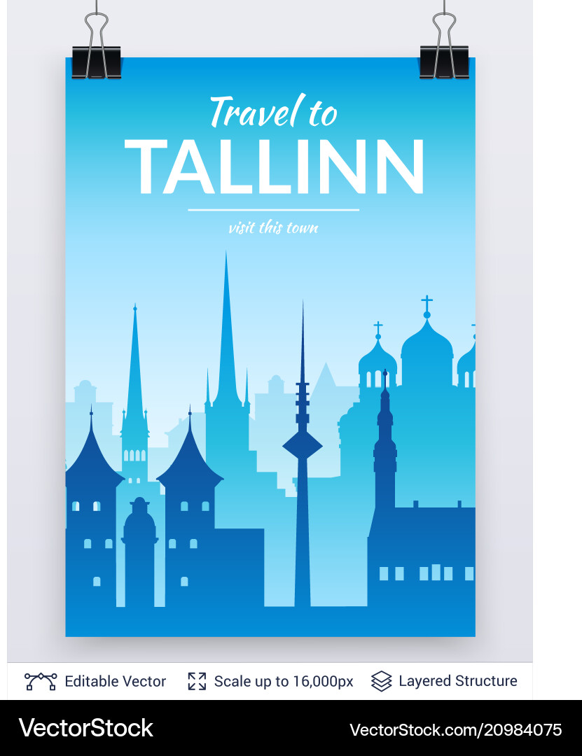 Tallinn famous city scape Royalty Free Vector Image