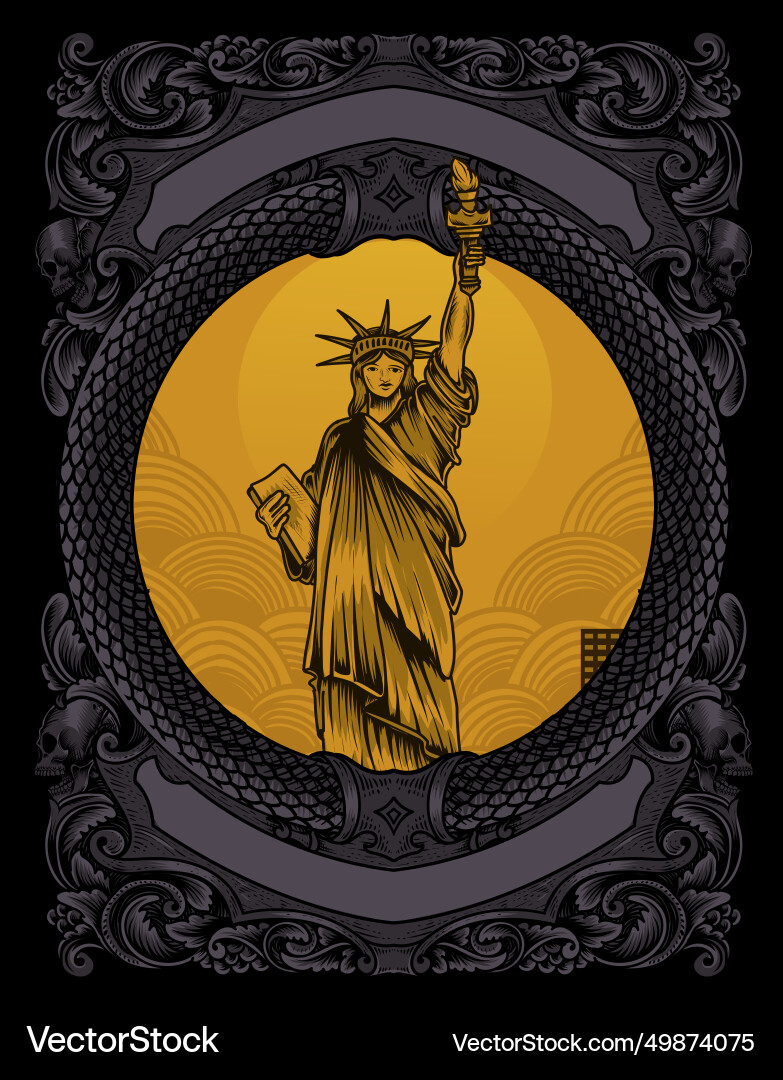 Vintage liberty statue with retro style Royalty Free Vector