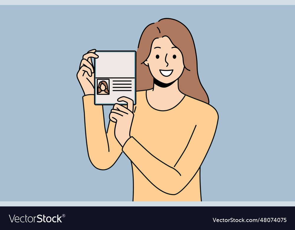 Woman Demonstrates Passport Rejoicing Royalty Free Vector