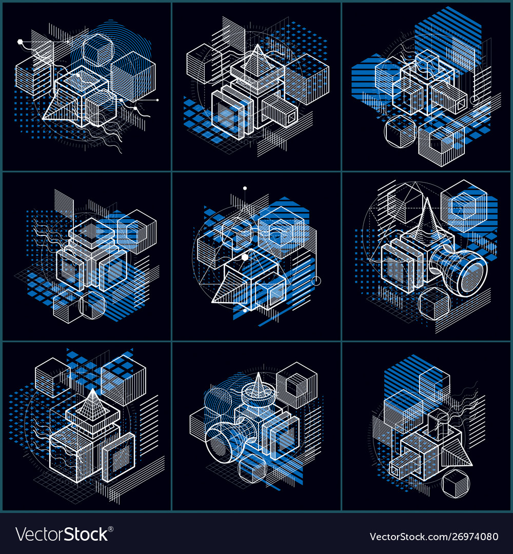 Abstract backgrounds with isometric elements Vector Image