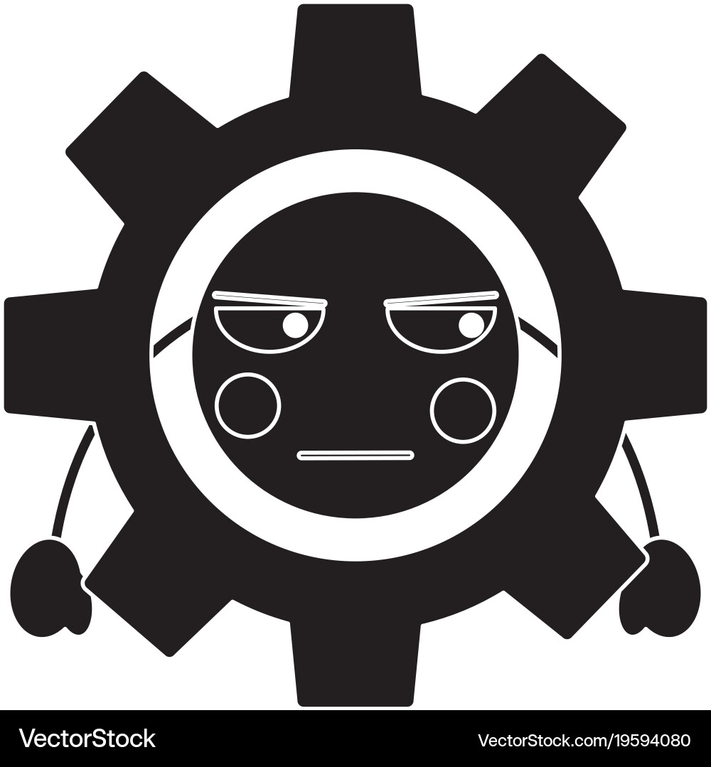 Angry gear kawaii icon image Royalty Free Vector Image