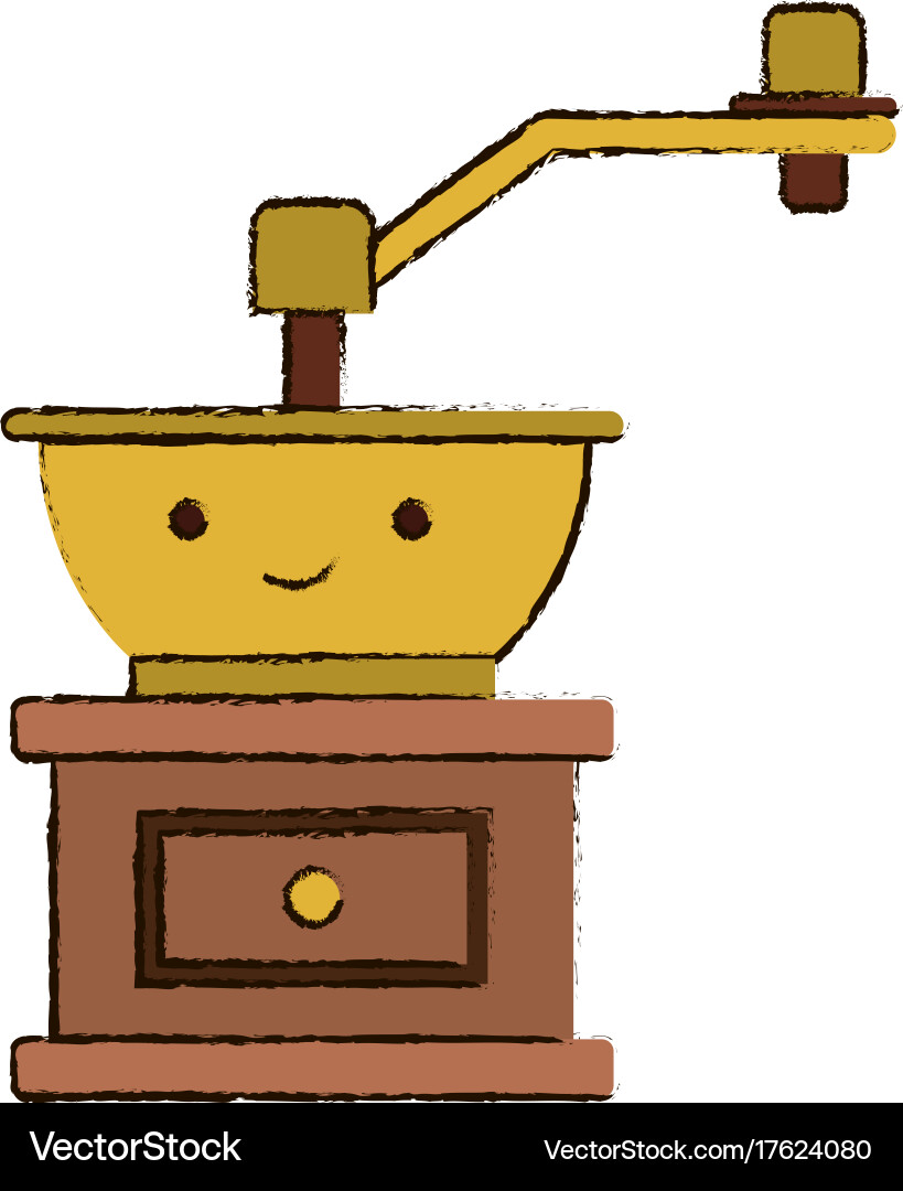 Coffee grinding with crank in front view colorful Vector Image
