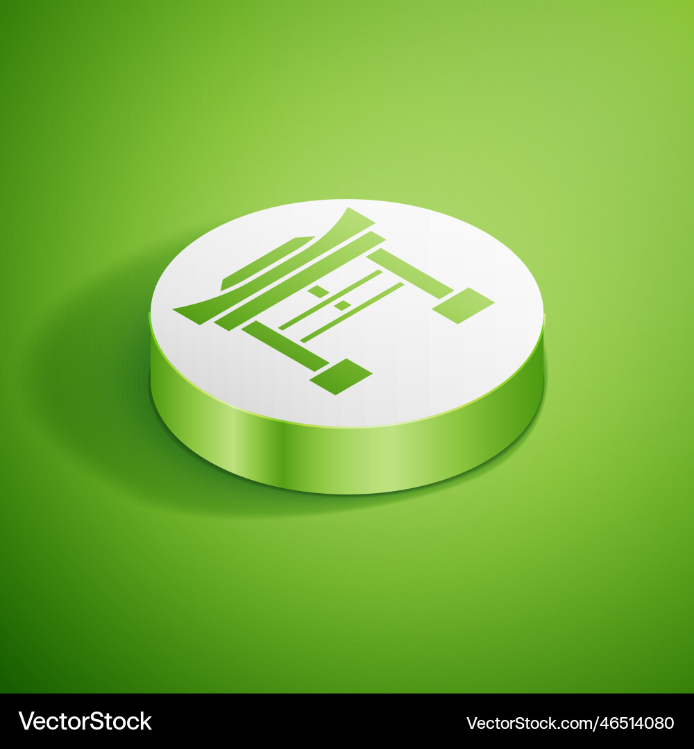 Isometric japan gate icon isolated on green Vector Image